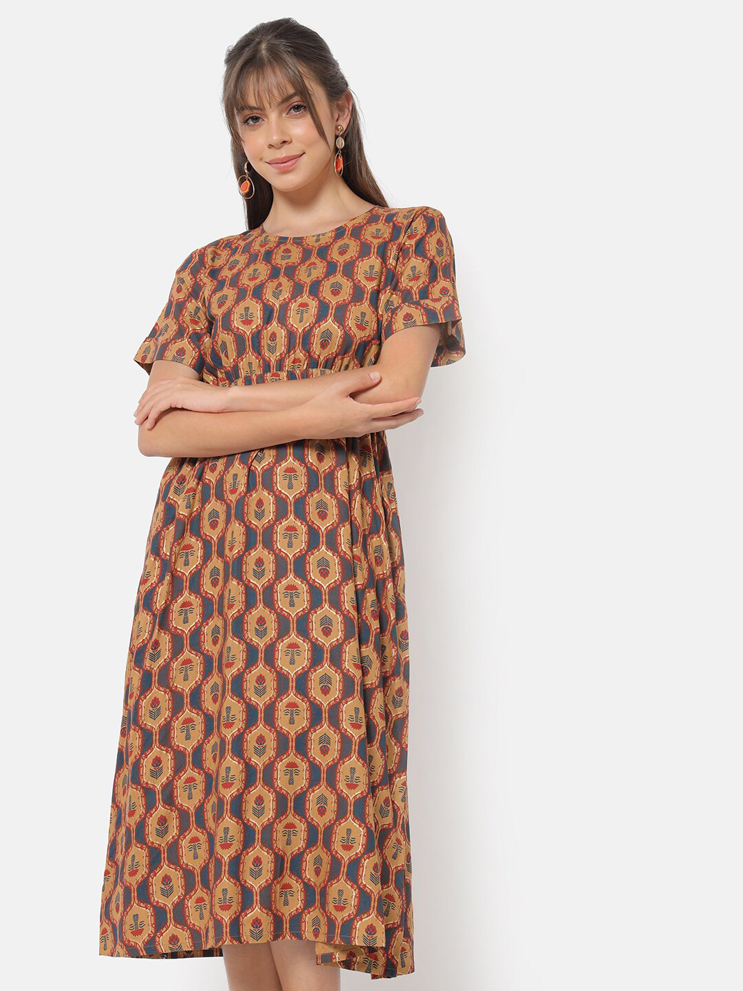 Buy Saaki Blue A Line Midi Dress - Dresses for Women 18303102 | Myntra