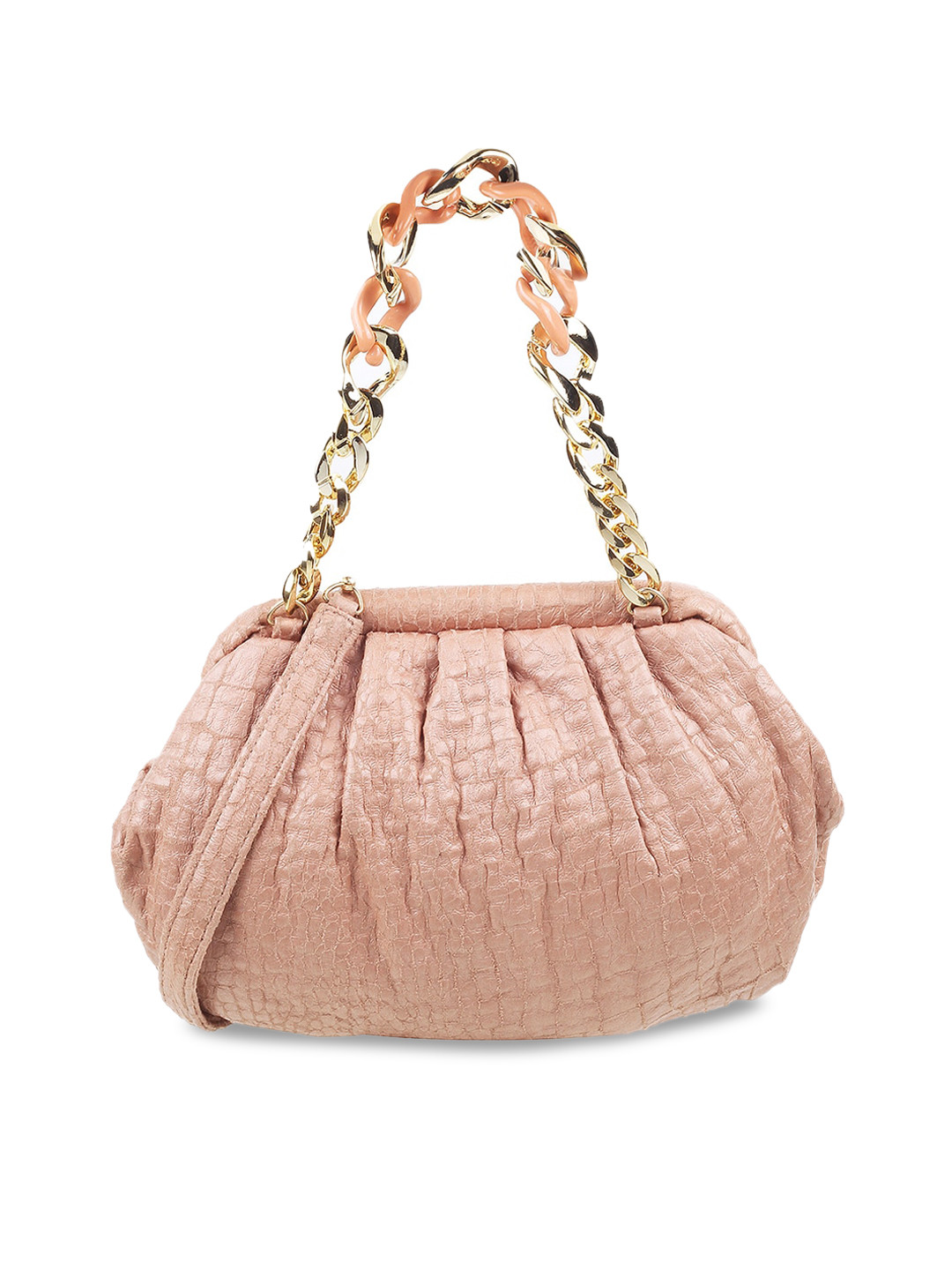 Buy Metro Peach Coloured Animal Textured Bucket Handheld Bag With ...