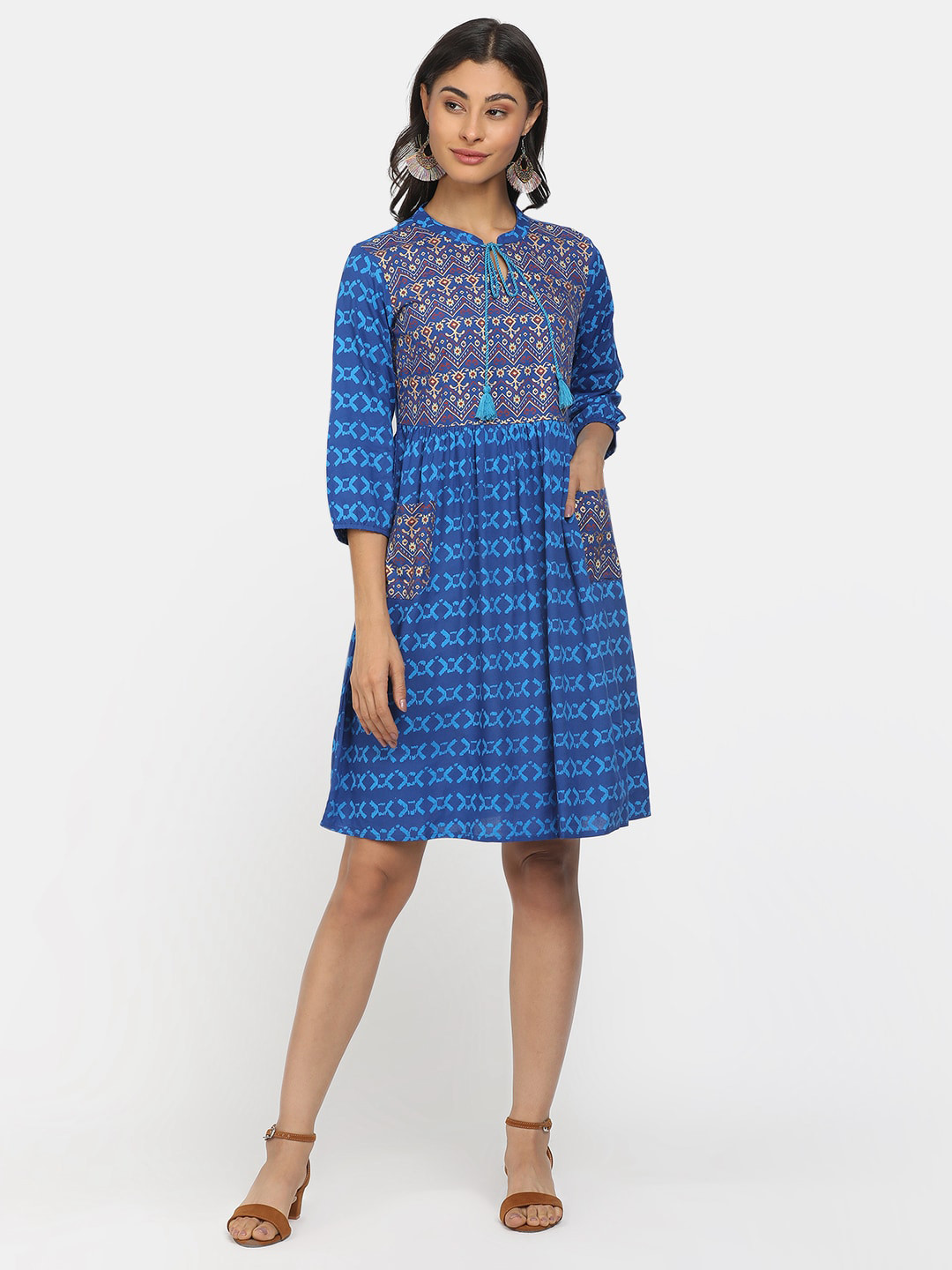 Buy Cherokee Blue Ethnic Motifs Dress - Dresses for Women 18304610 | Myntra