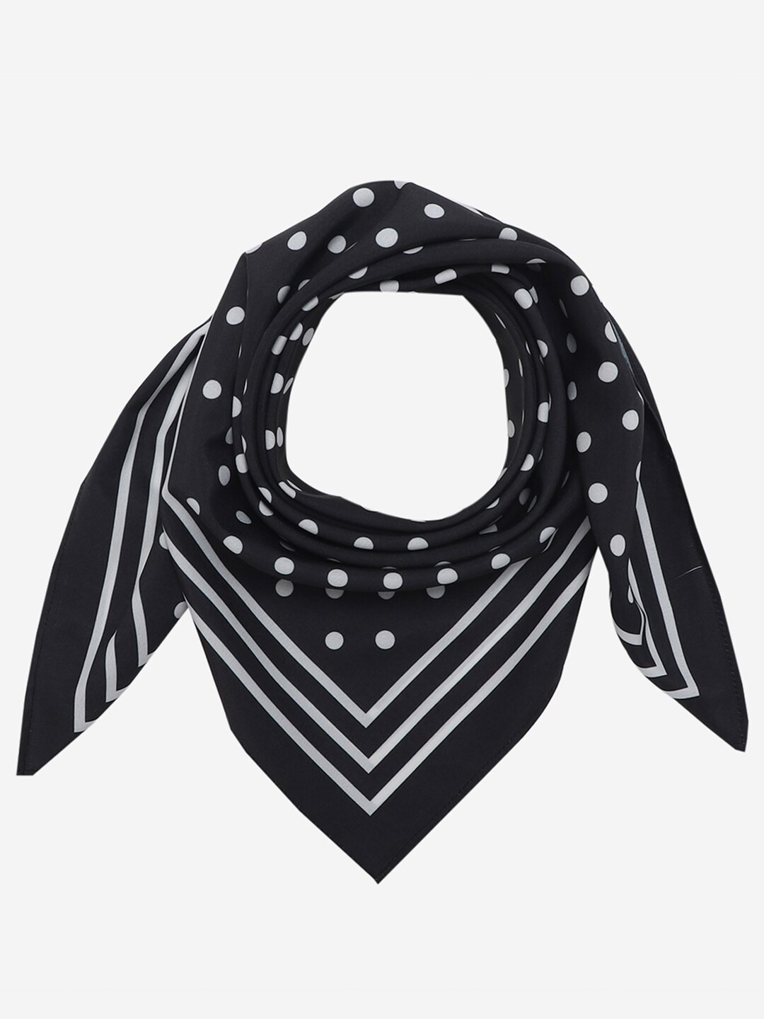Buy Beau Design Women Black Polka Dot Printed Scarf - Scarves for Women ...