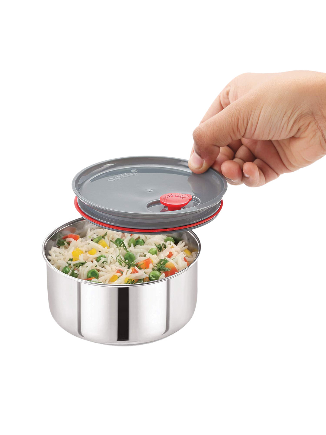 Buy Cello Orange & Grey Solid Insulated Tiffin And Water Bottle - Lunch ...