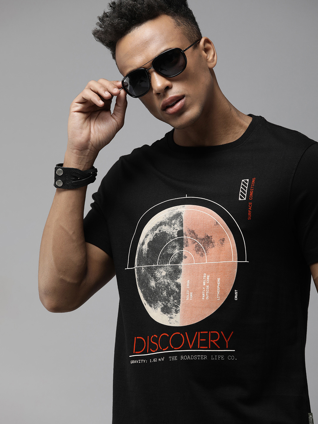 Buy Roadster X Discovery Adventures Mens Black Graphic T Shirt With ...