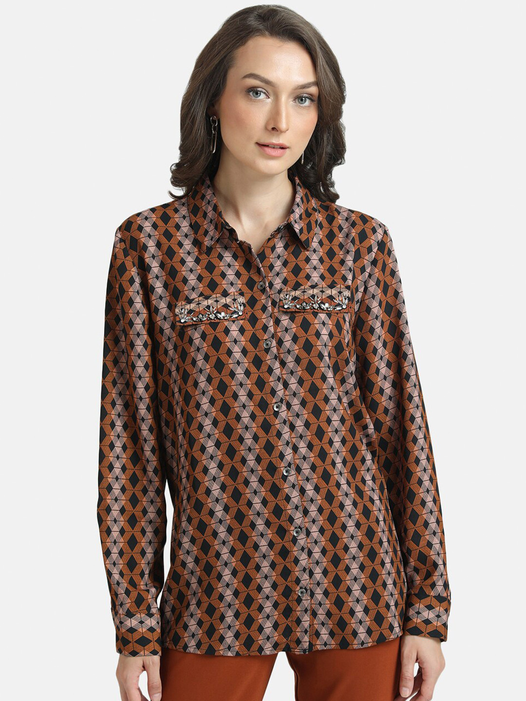 Buy Kazo Women Rust Classic Printed Formal Shirt - Shirts for Women ...