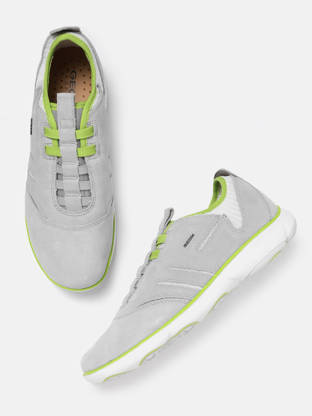 Buy Geox Men Grey Leather Lightweight Sneakers - Casual Shoes for Men ...