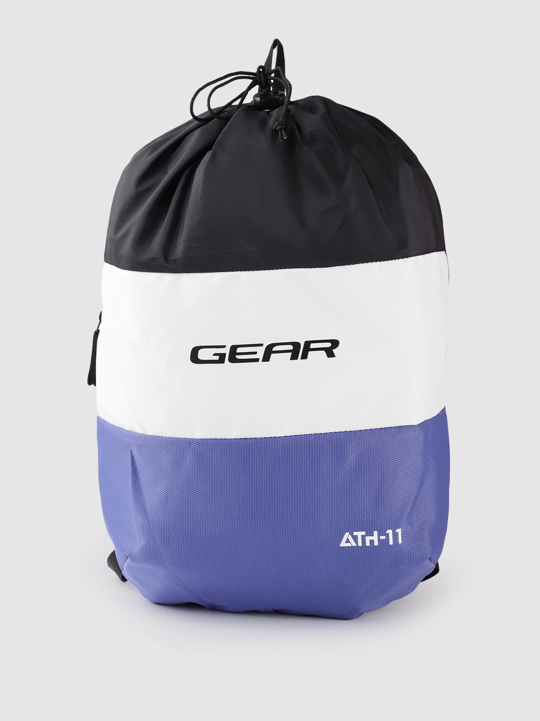 Buy Gear Unisex Black & White Colourblocked Brand Logo Print Backpack ...