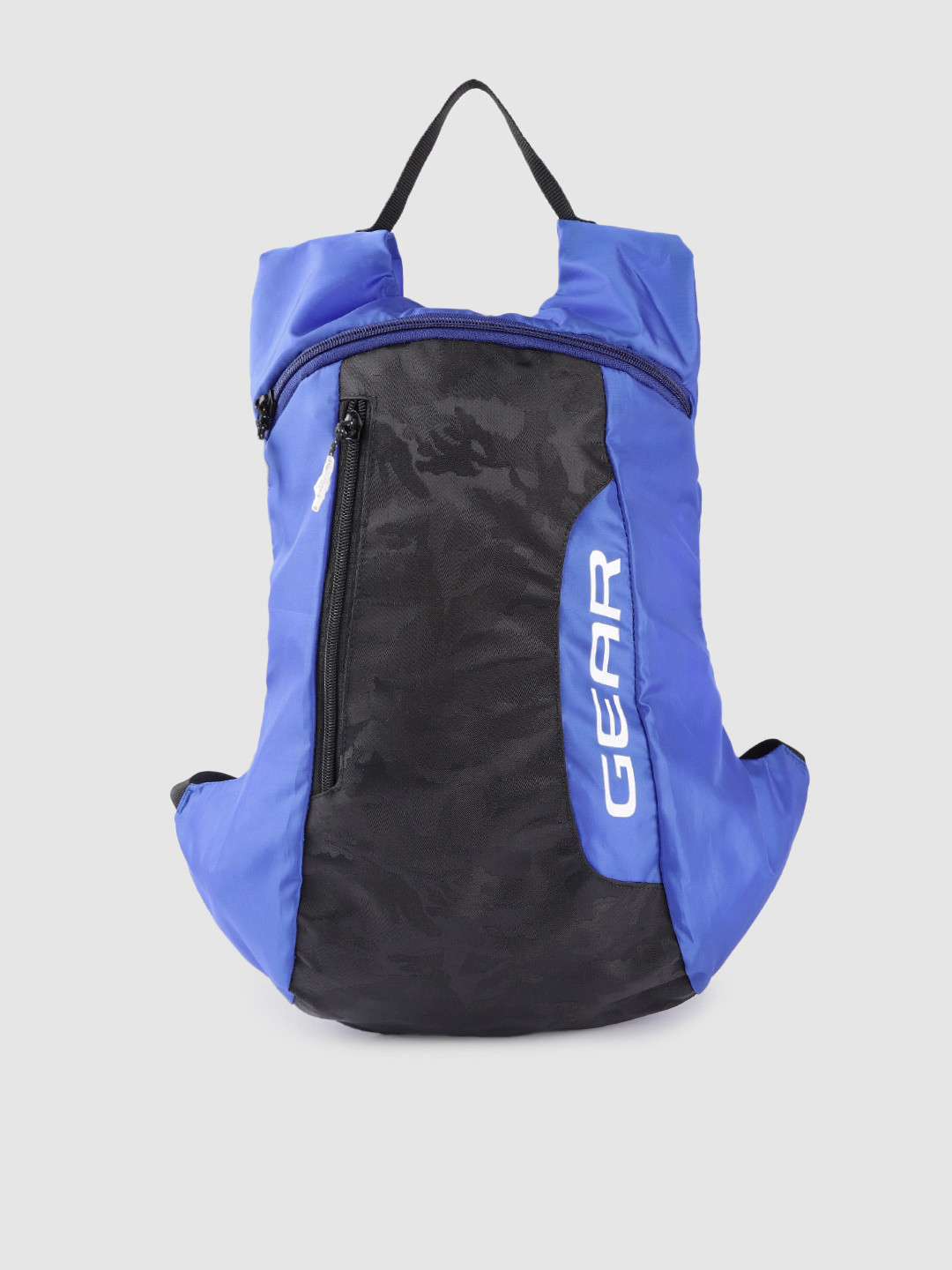 Buy Gear Unisex Blue & Black Colourblocked Brand Logo Print Backpack ...