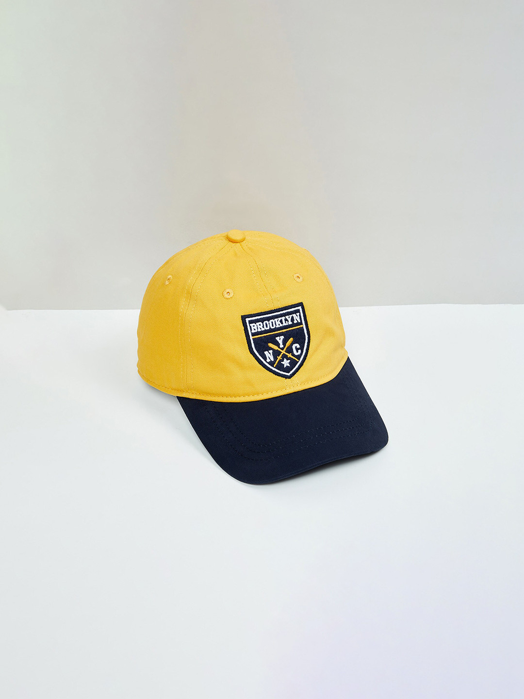Buy Max Boys Yellow & Navy Blue Embroidered Baseball Cap - Caps for ...