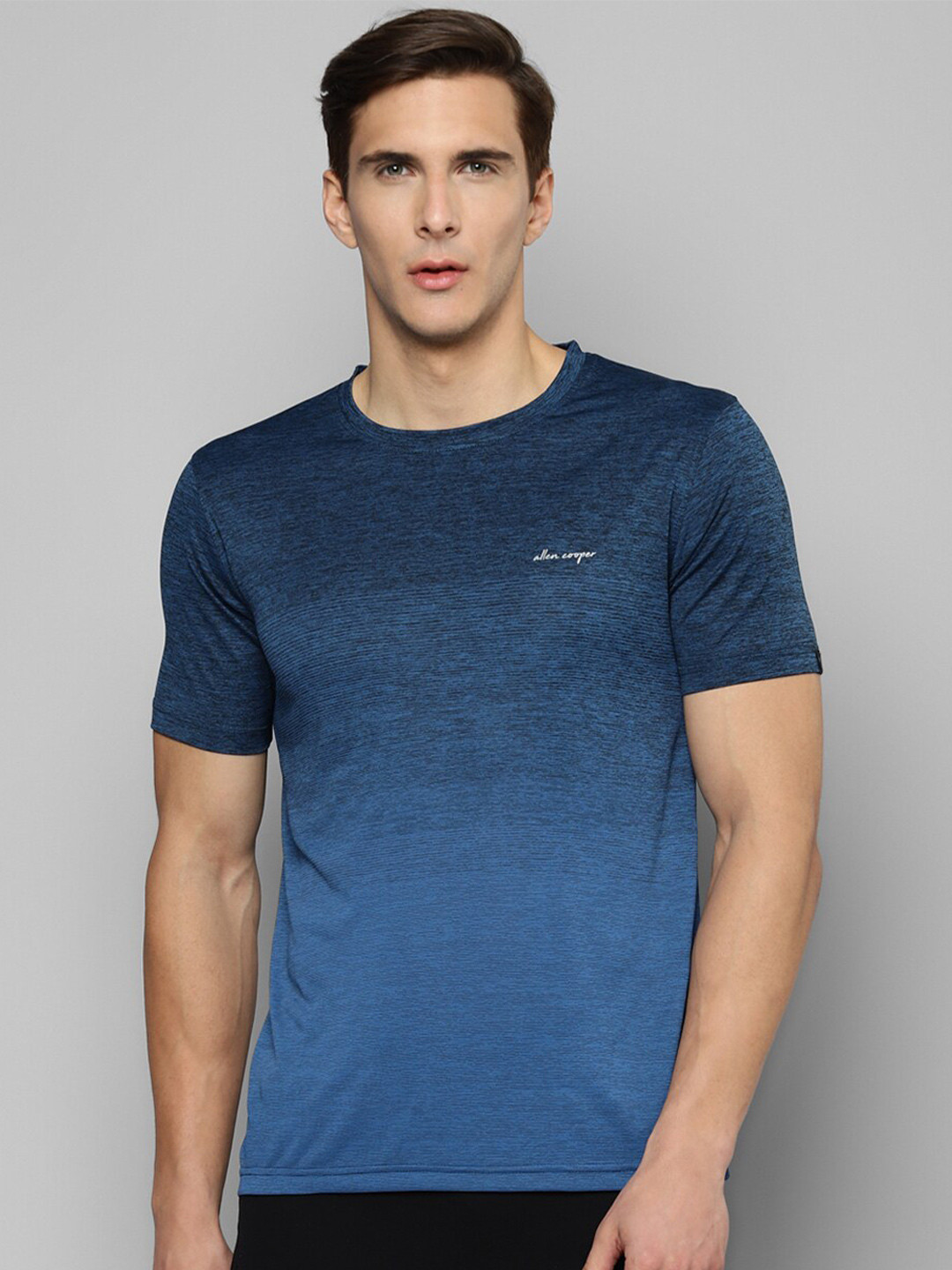 Buy Allen Cooper Men Navy Blue Round Neck Sports T Shirt - Tshirts for ...