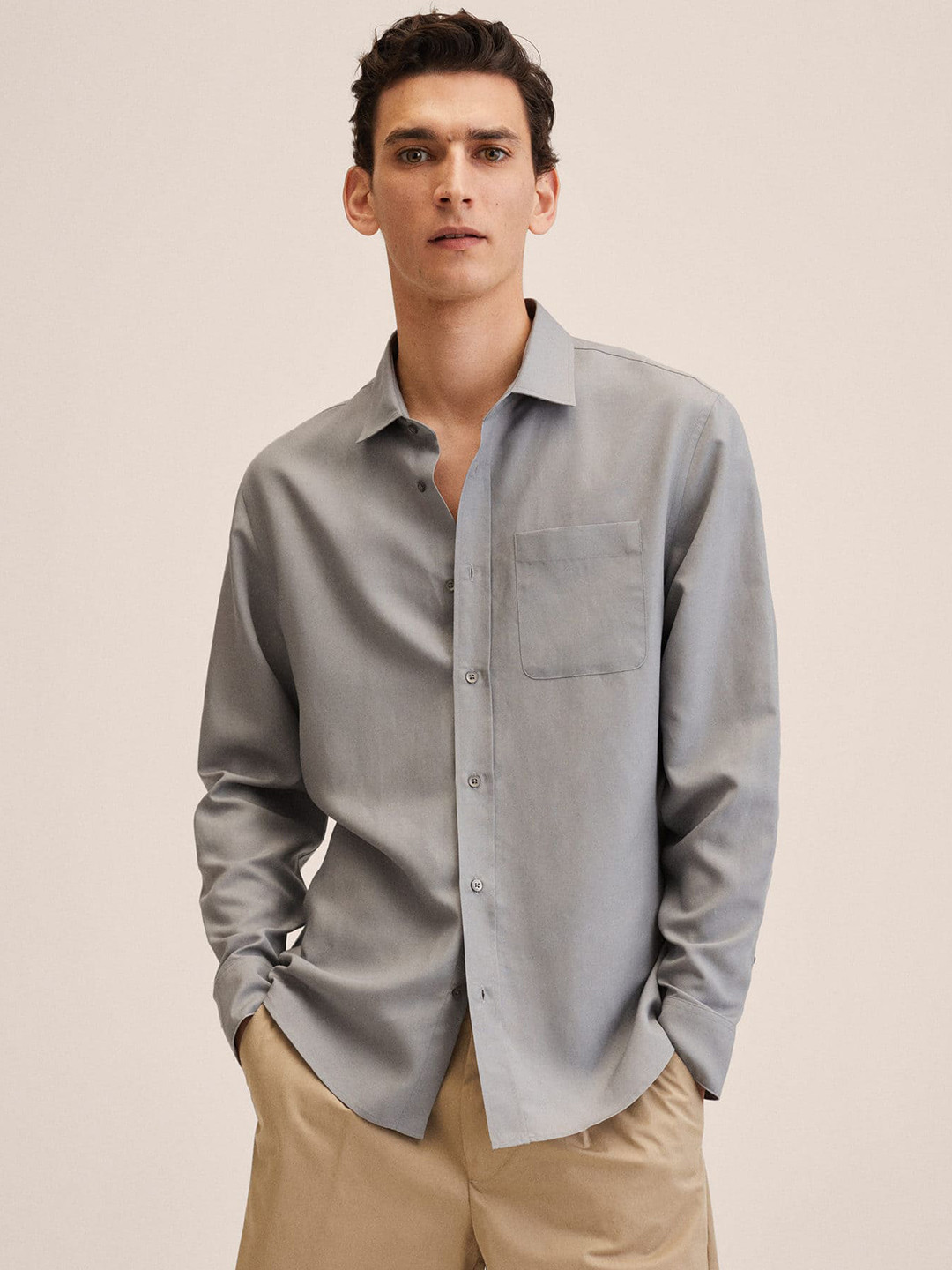 Buy MANGO MAN Grey Solid Casual Shirt - Shirts for Men 18319594 | Myntra