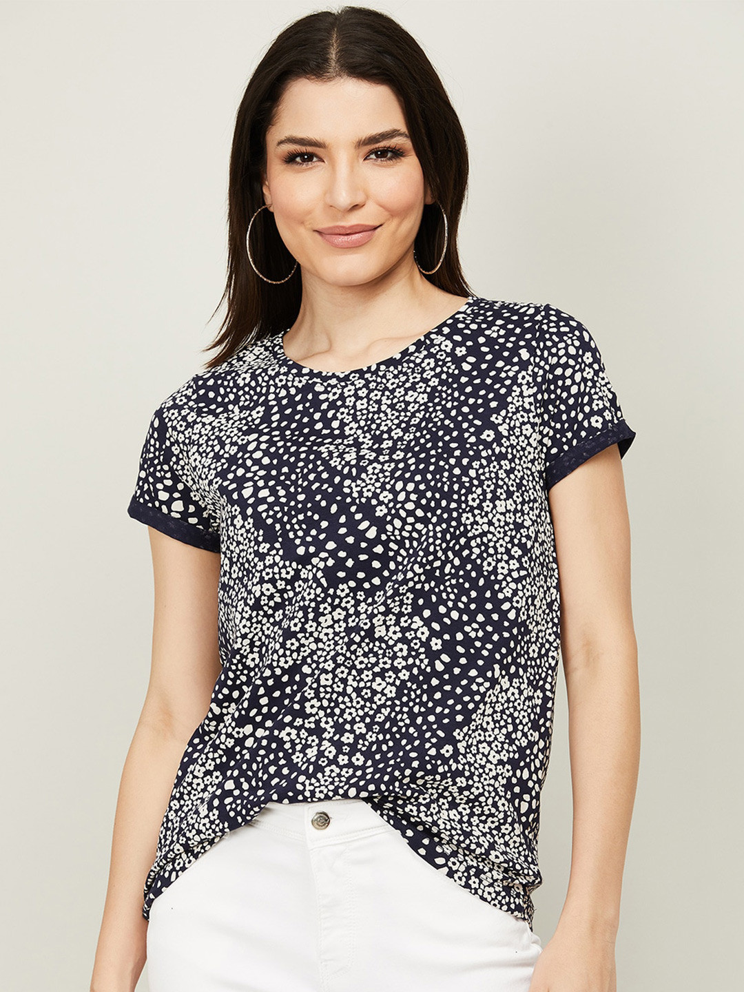 Buy Fame Forever By Lifestyle Blue Animal Print High Low Top - Tops for ...