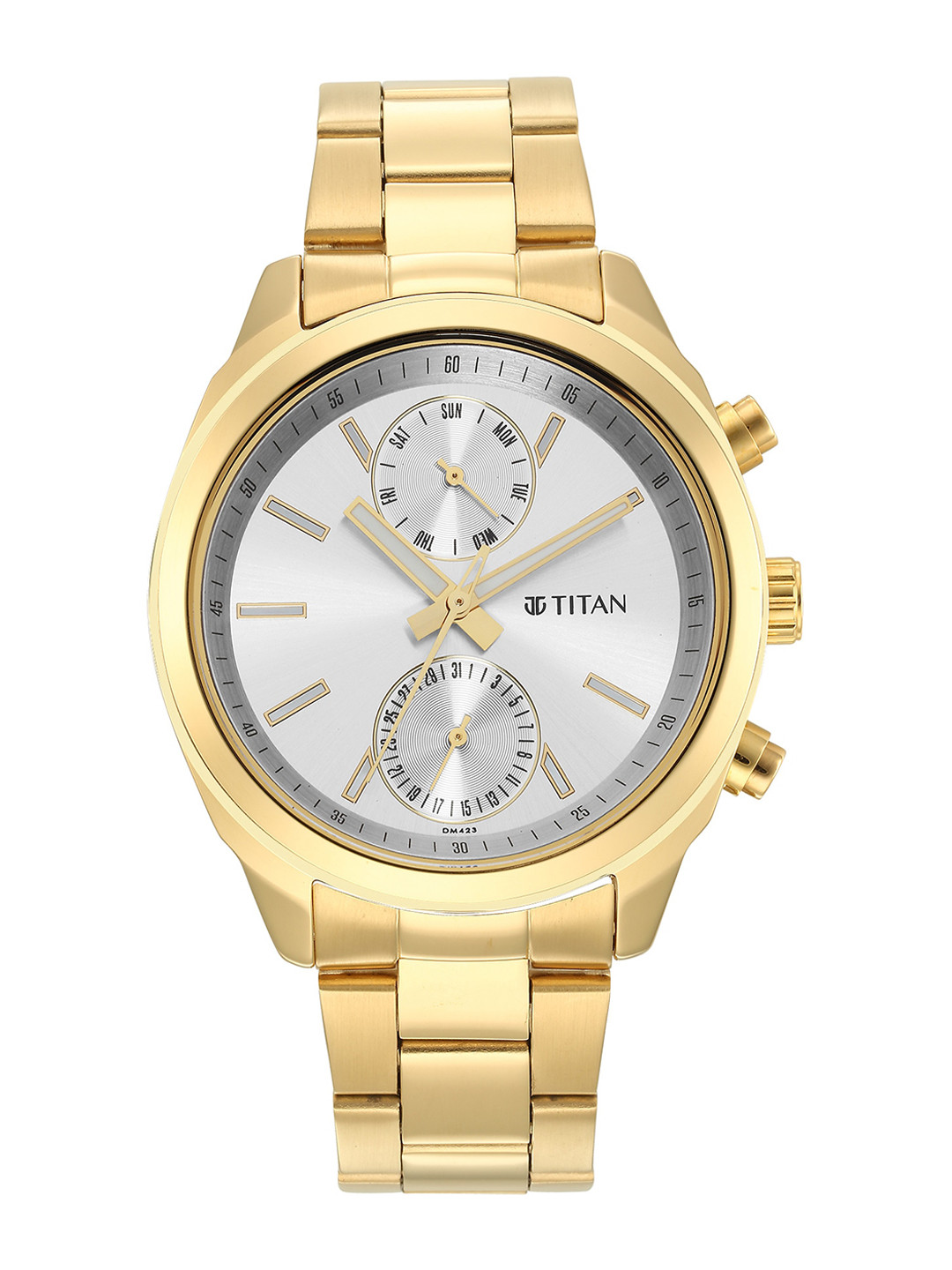 Buy Titan Men Gold Toned Brass Dial & Stainless Steel Straps Analogue ...
