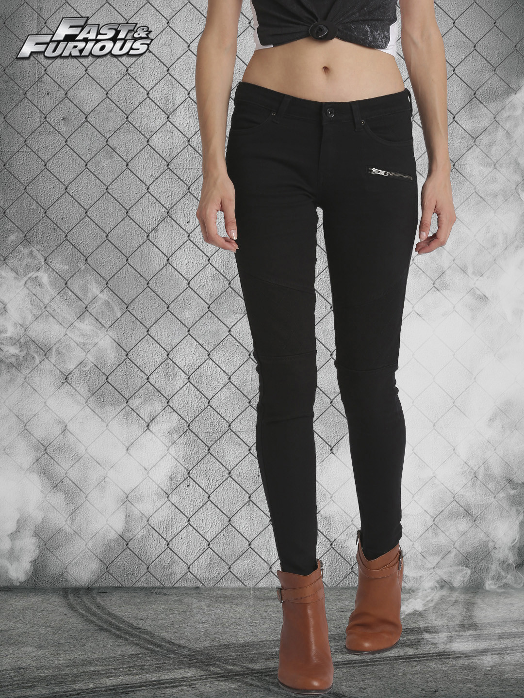 Buy Roadster Fast And Furious Women Black Skinny Fit Stretchable Jeans ...
