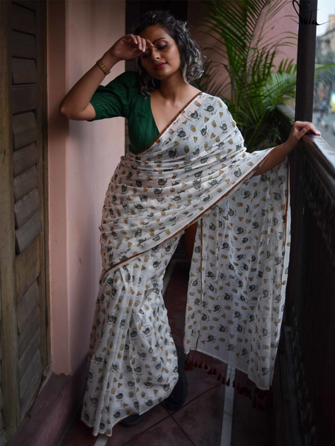 Buy Suta Women White Printed Saree With Fall - Sarees for Women ...