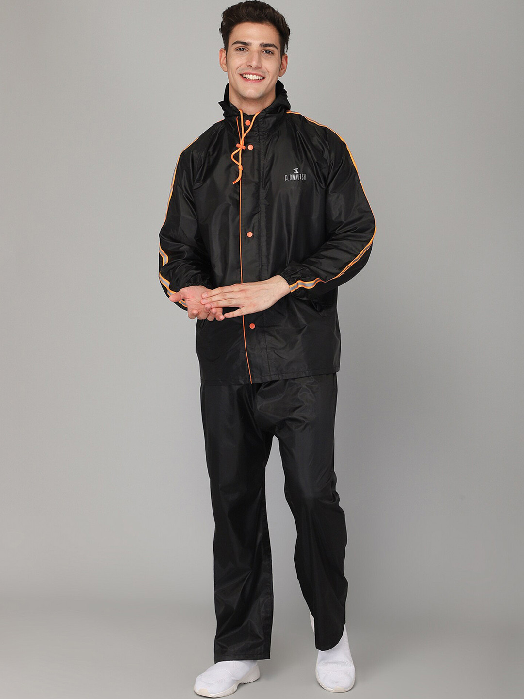Buy THE CLOWNFISH Men Black Solid Waterproof & Seam Sealed Rain Suit ...