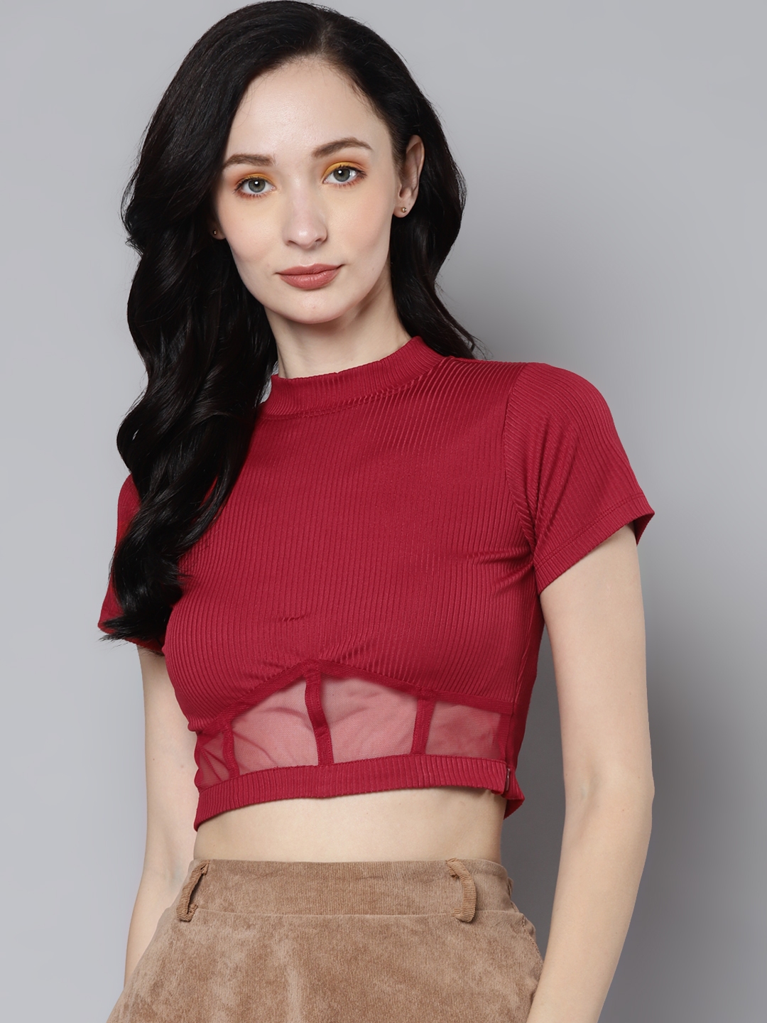 Buy Sassafras Red Solid Crop Top Tops For Women 18337006 Myntra