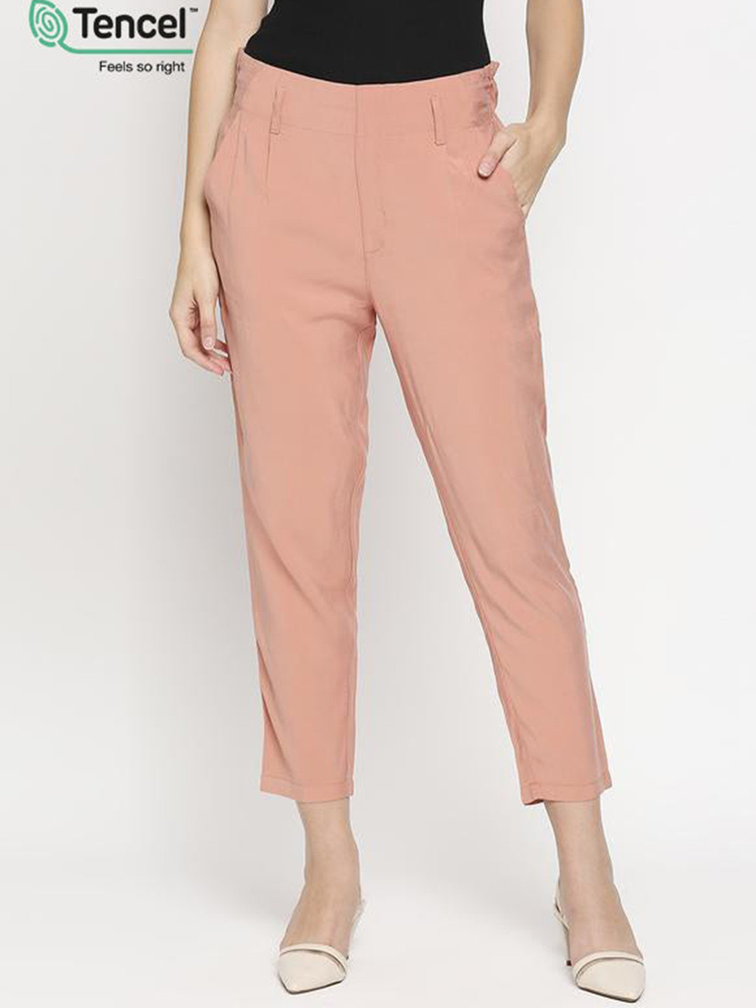 Buy Kraus Jeans Women Pink Loose Fit High Rise Trousers - Trousers for ...