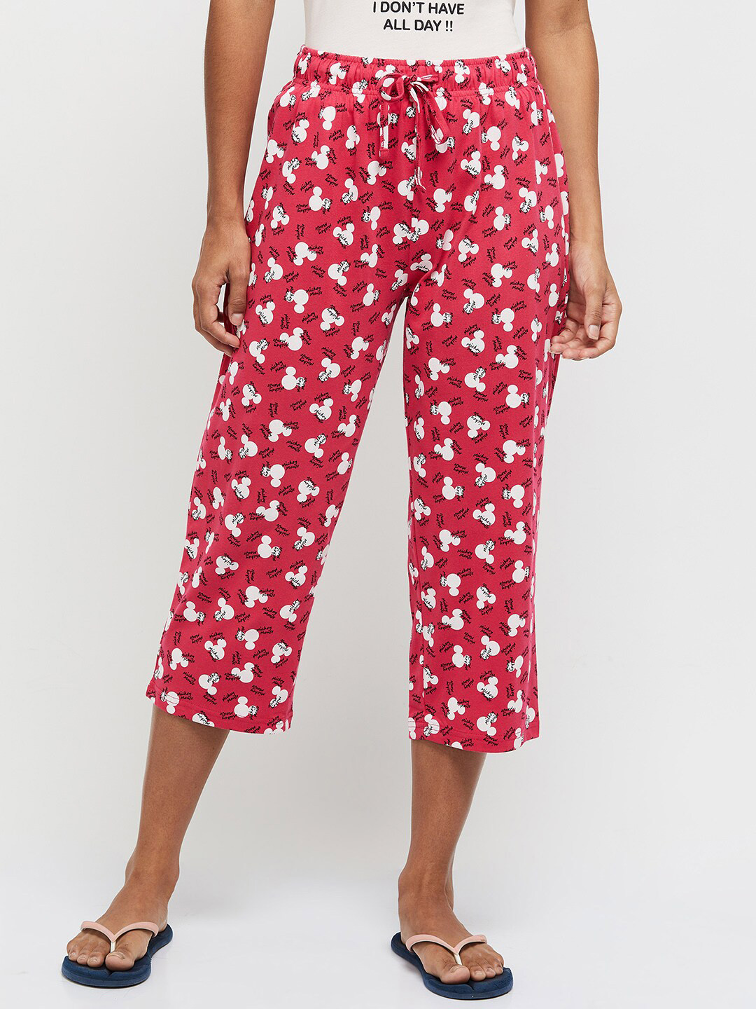 Buy Max Women Pink & White Printed Cotton Lounge Capris - Lounge Pants ...