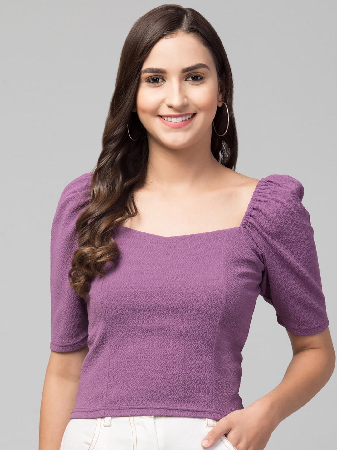 Buy Orchid Blues Lavender Fitted Crop Top - Tops for Women 18338024 ...