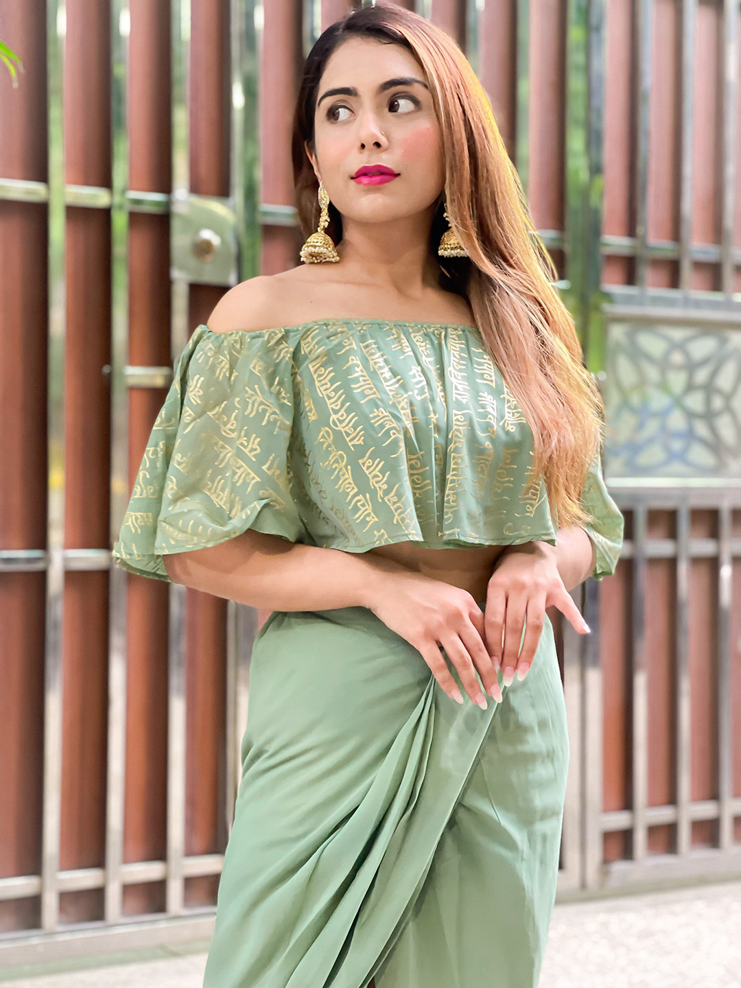Buy Shae By SASSAFRAS Green & Gold Toned Printed Co Ords - Co Ords for ...