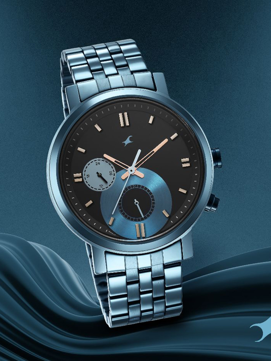 Buy Fastrack Men Black Brass Dial & Blue Bracelet Style Straps Analogue ...