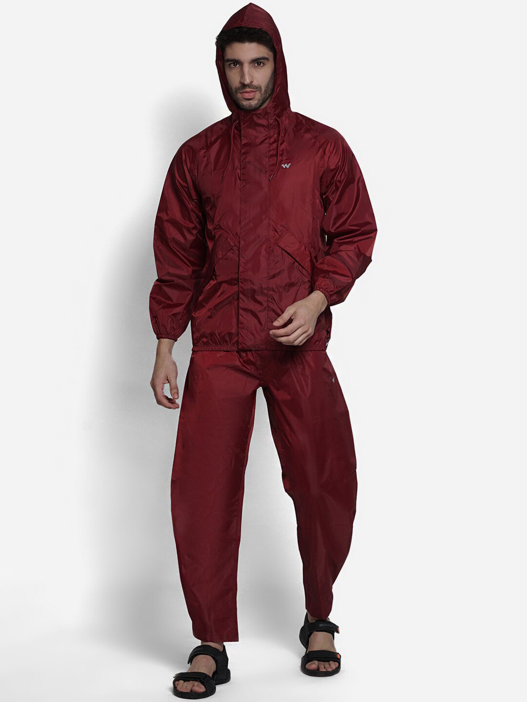 Buy Wildcraft Men Maroon Solid Waterproof Rain Suit - Rain Jacket for ...