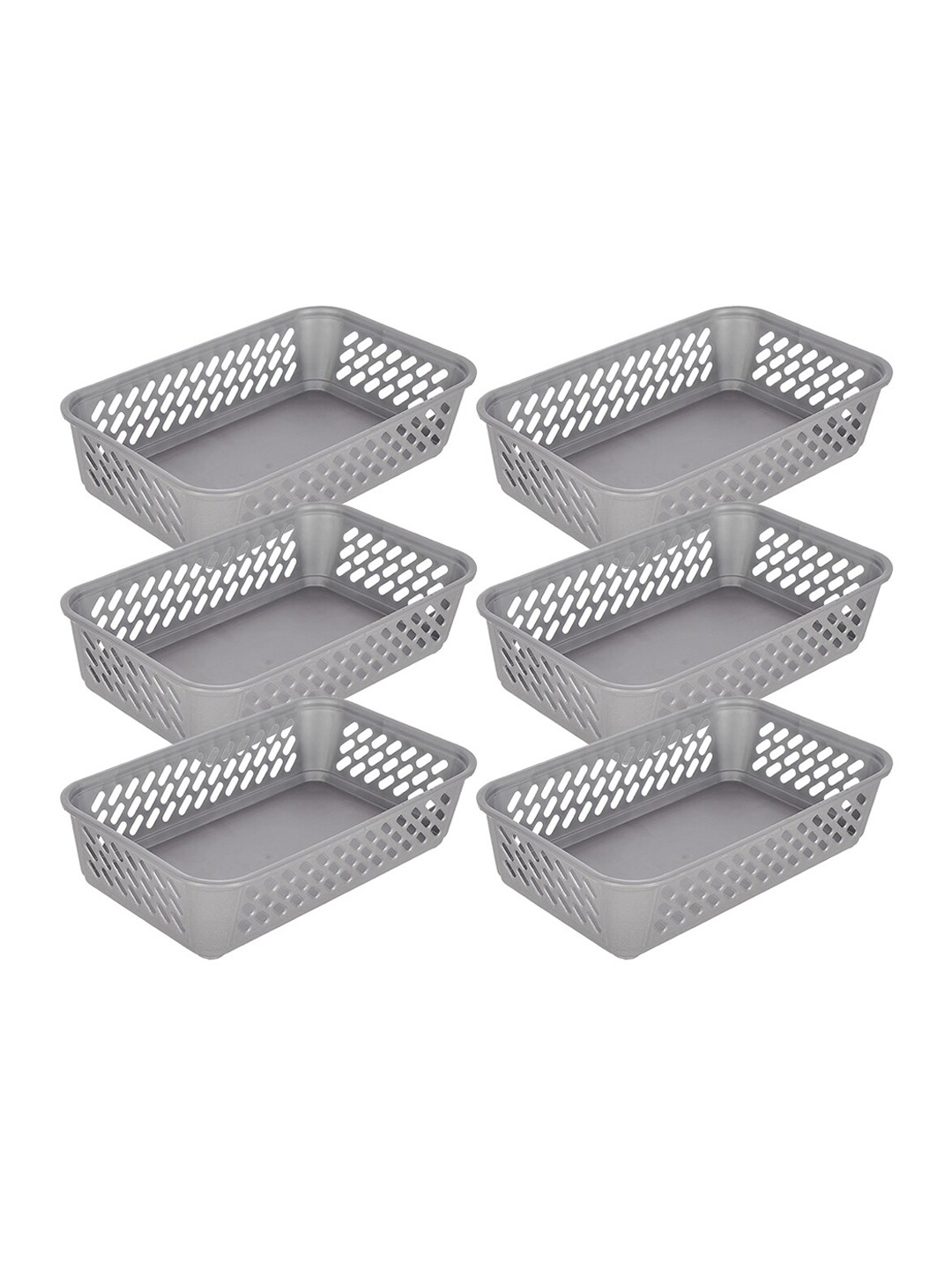 Buy Kuber Industries Grey Set Of 6 Multiutility Baskets - Fruit And ...