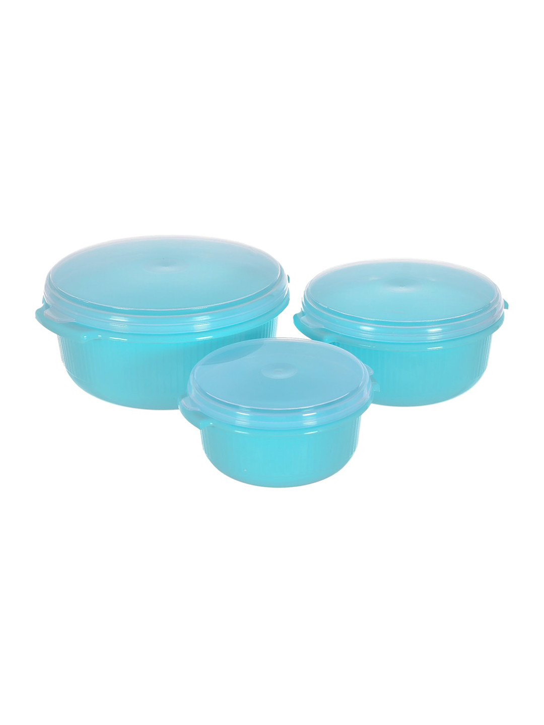 Buy Kuber Industries Set Of 3 Blue Plastic Storage Containers With Lid ...