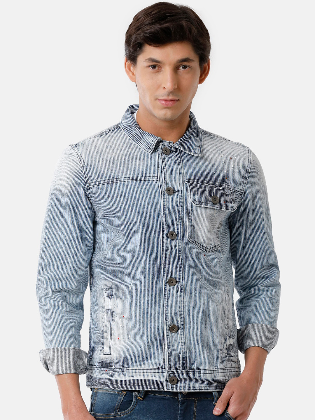 Buy Voi Jeans Men Blue Washed Denim Jacket - Jackets for Men 18359452 ...