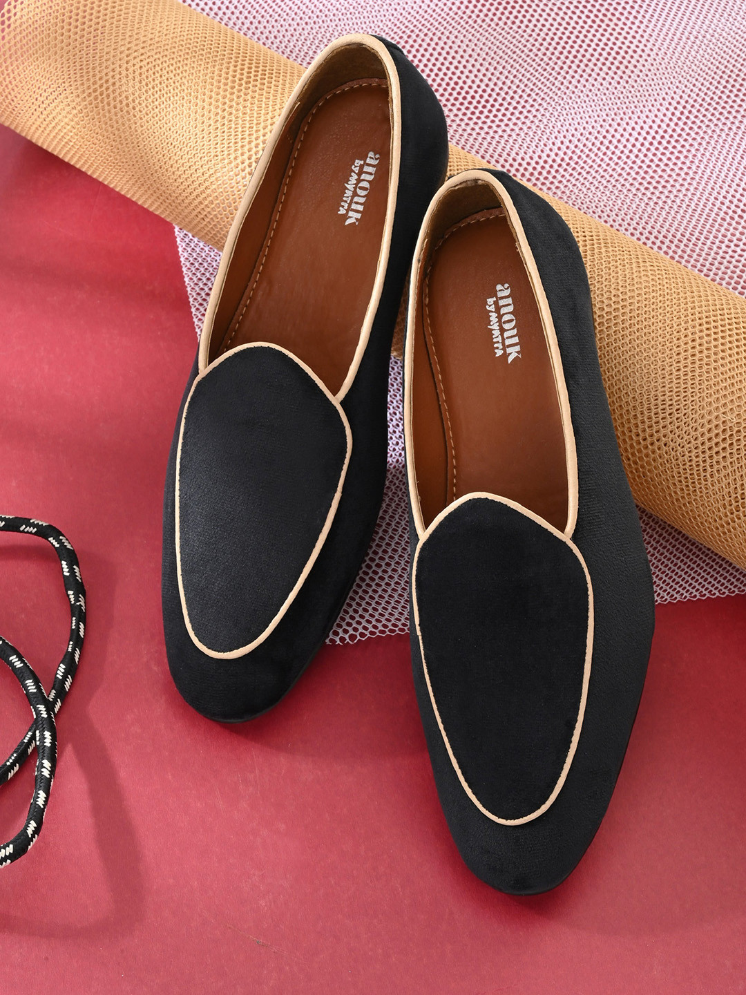 Buy Anouk Men Black Textured Suede Loafers - Casual Shoes for Men ...