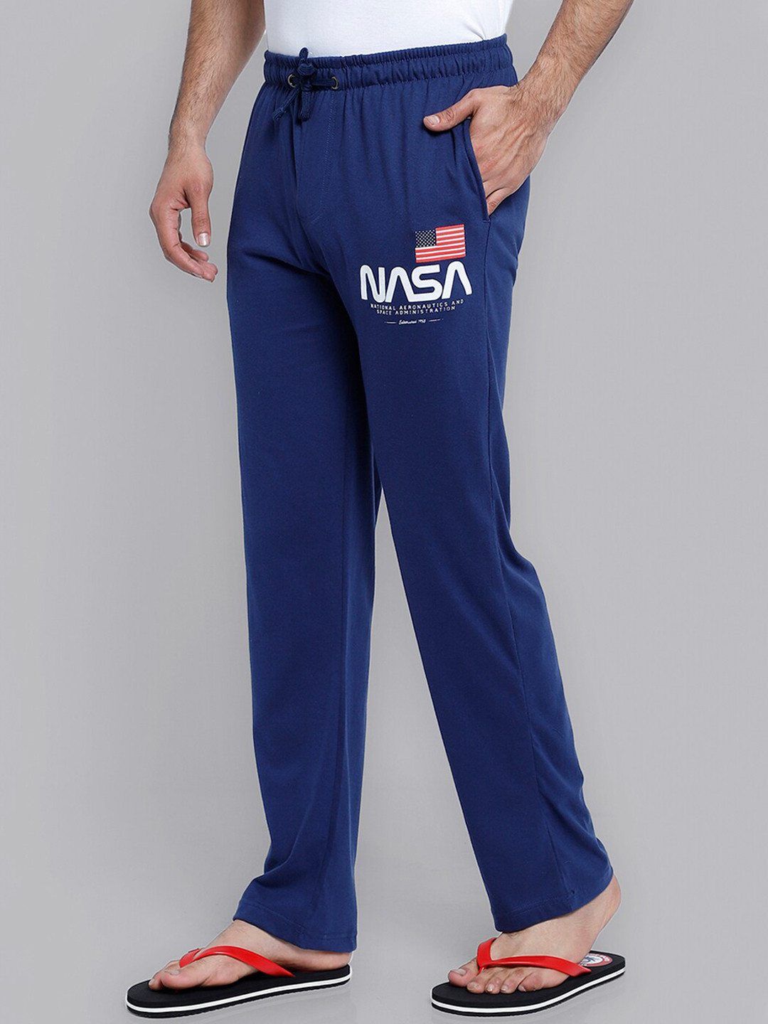 Buy Free Authority Men Blue NASA Printed Cotton Lounge Pants - Lounge ...