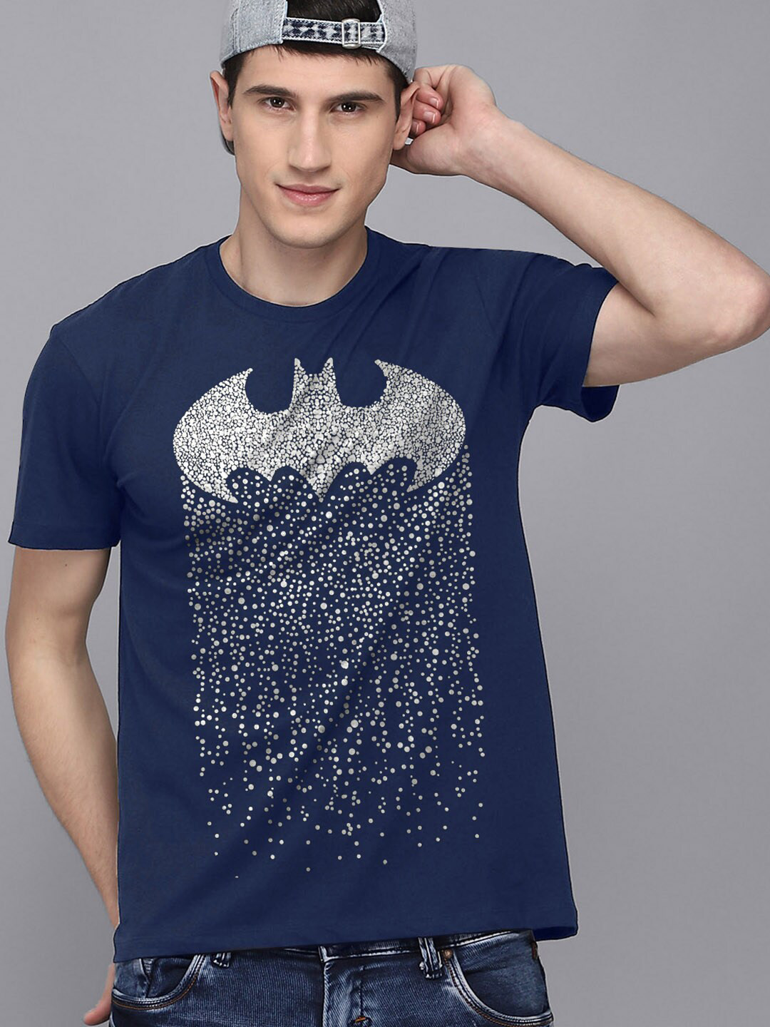 Buy Free Authority Men Navy Blue Batman Printed T Shirt - Tshirts for ...