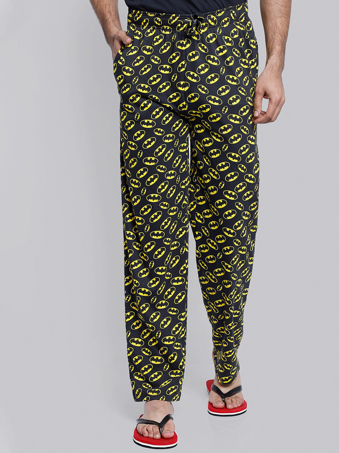 Buy Free Authority Men Black & Yellow Batman Printed Cotton Lounge ...