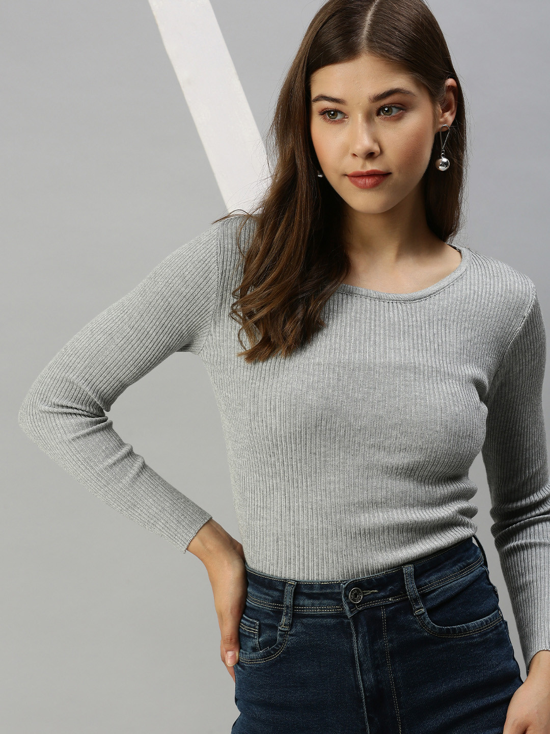 Buy SHOWOFF Grey Regular Top - Tops for Women 18365914 | Myntra