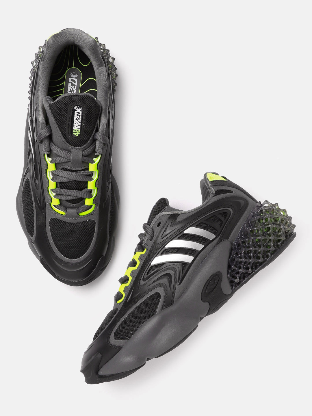 Buy ADIDAS Originals Men Charcoal Grey Woven Design 4D Krazed Sneakers ...