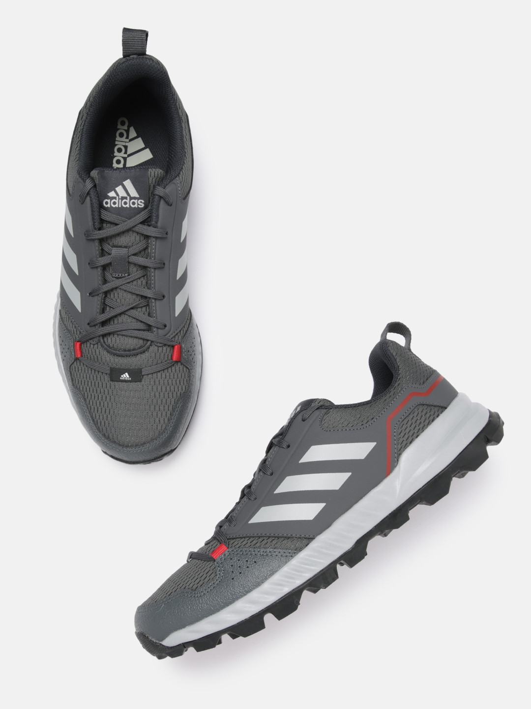 Buy ADIDAS Men Grey & Silver Toned Woven Design Skadi Running Shoes ...