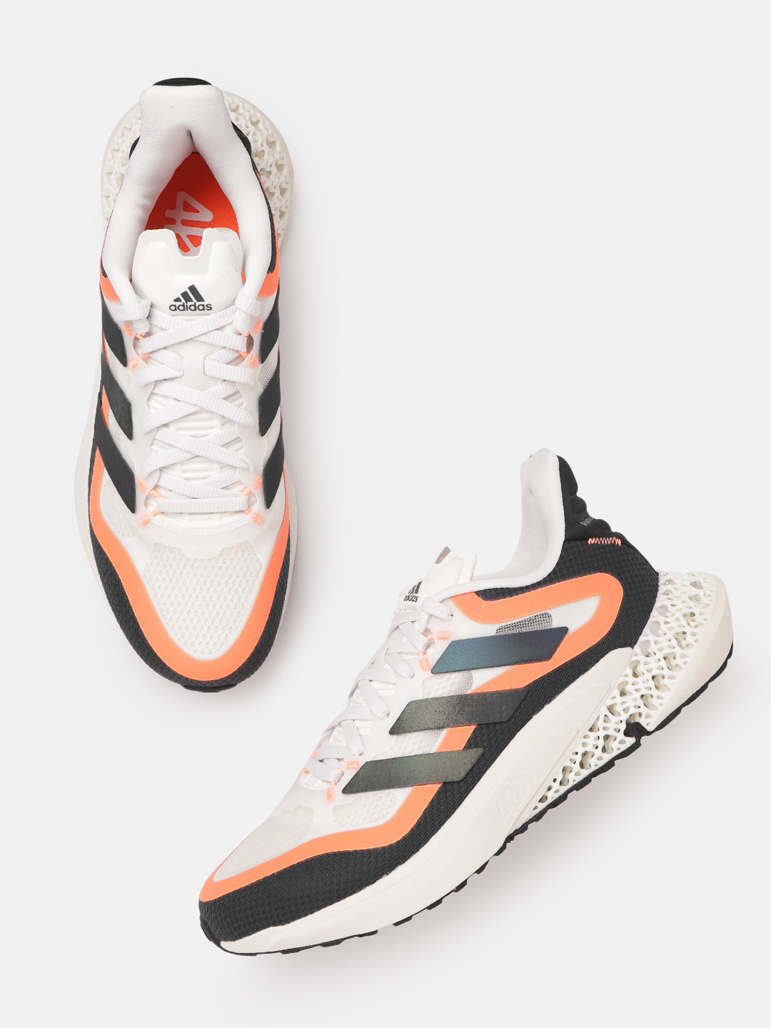 Buy ADIDAS Men White & Charcoal Grey 4DFWD_Pulse Woven Design Running ...