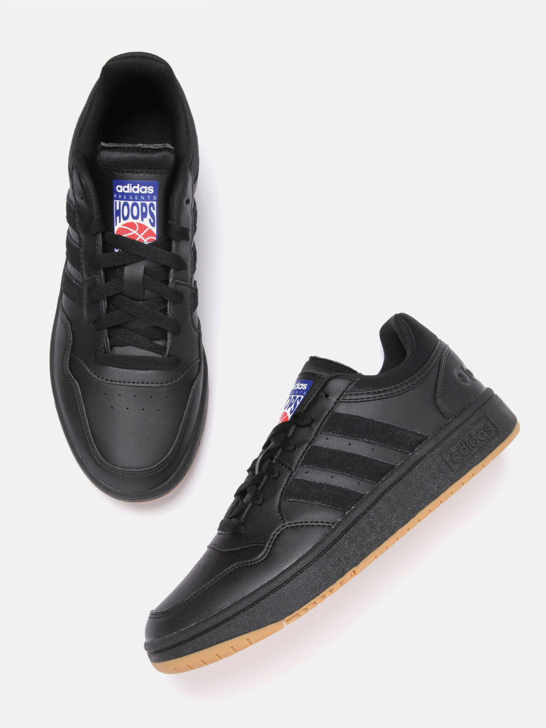 Buy ADIDAS Originals Men Black Solid Perforated Hoop 3.0 Basketball ...