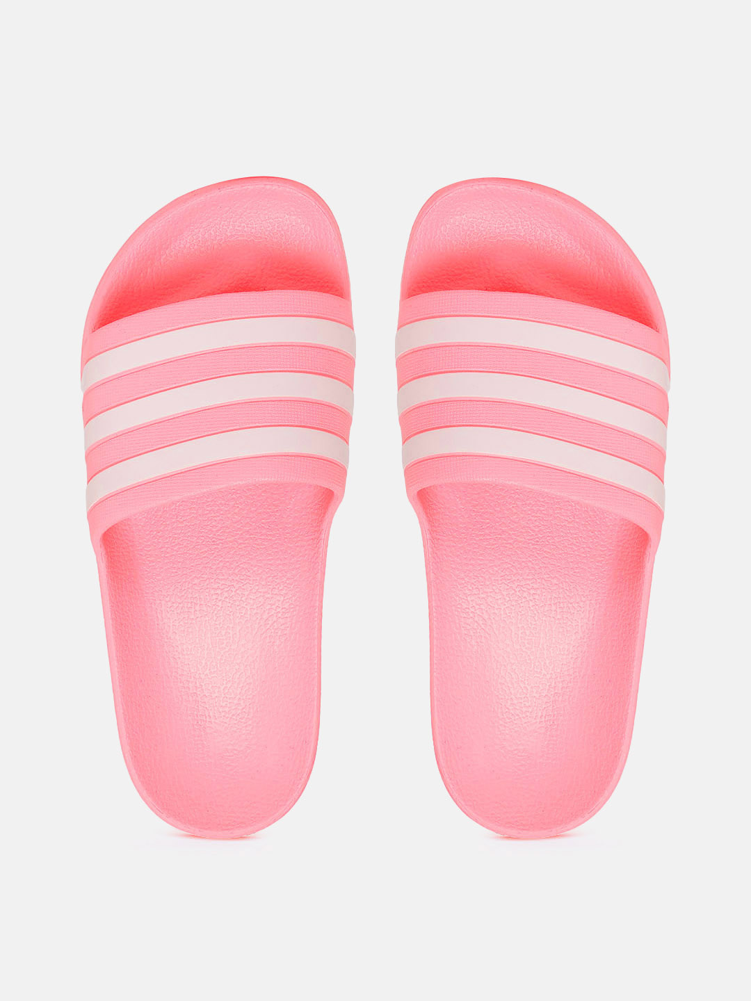 Buy ADIDAS Women Pink & White Striped Adilette Aqua Sliders - Flip ...