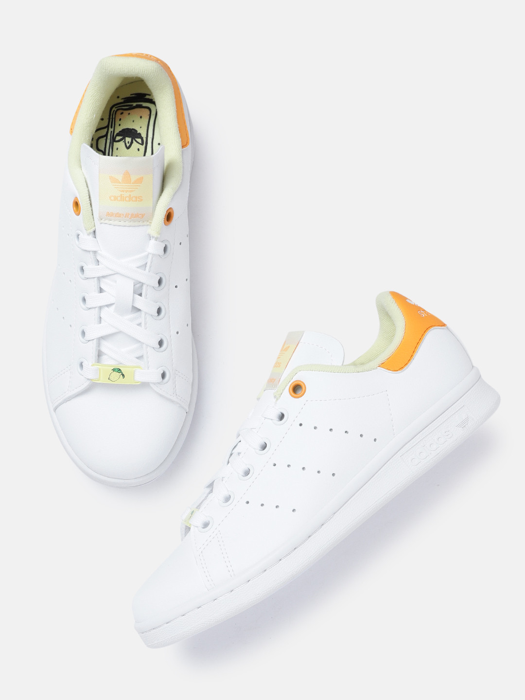 Buy ADIDAS Originals Women White Perforated Stan Smith Vegan Sneakers ...