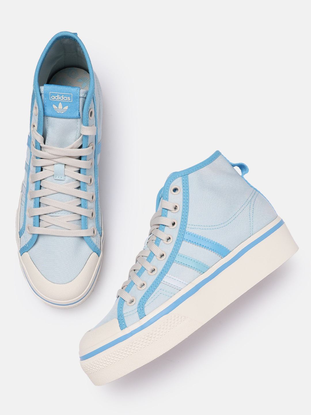 Buy ADIDAS Originals Women Blue Solid Nizza Platform Mid Top Sneakers ...
