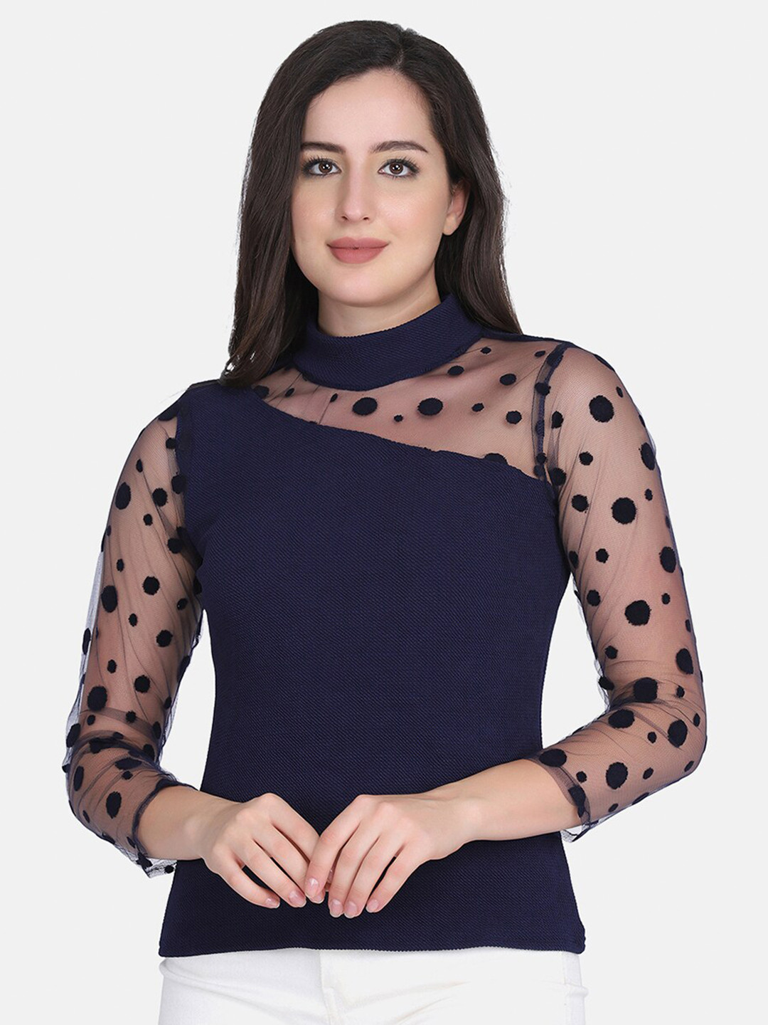 Buy BUY NEW TREND Navy Blue Print Top - Tops for Women 18382706 | Myntra