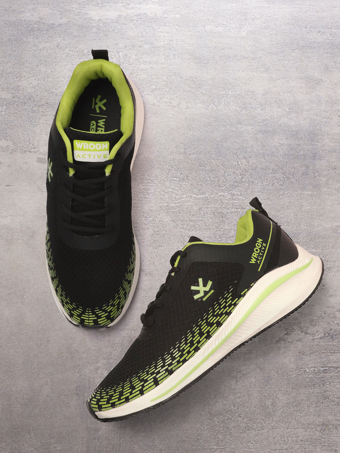 Buy WROGN ACTIVE Men Black Woven Design Walking Shoes - Sports Shoes ...
