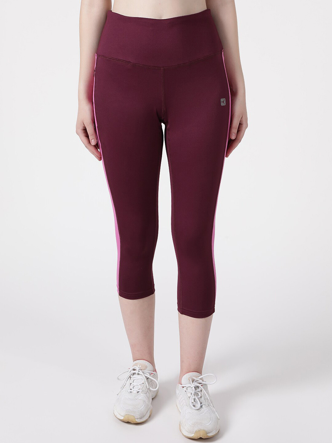 Buy STUDIOACTIV Women Maroon Colourblocked Sports Capris - Capris for ...