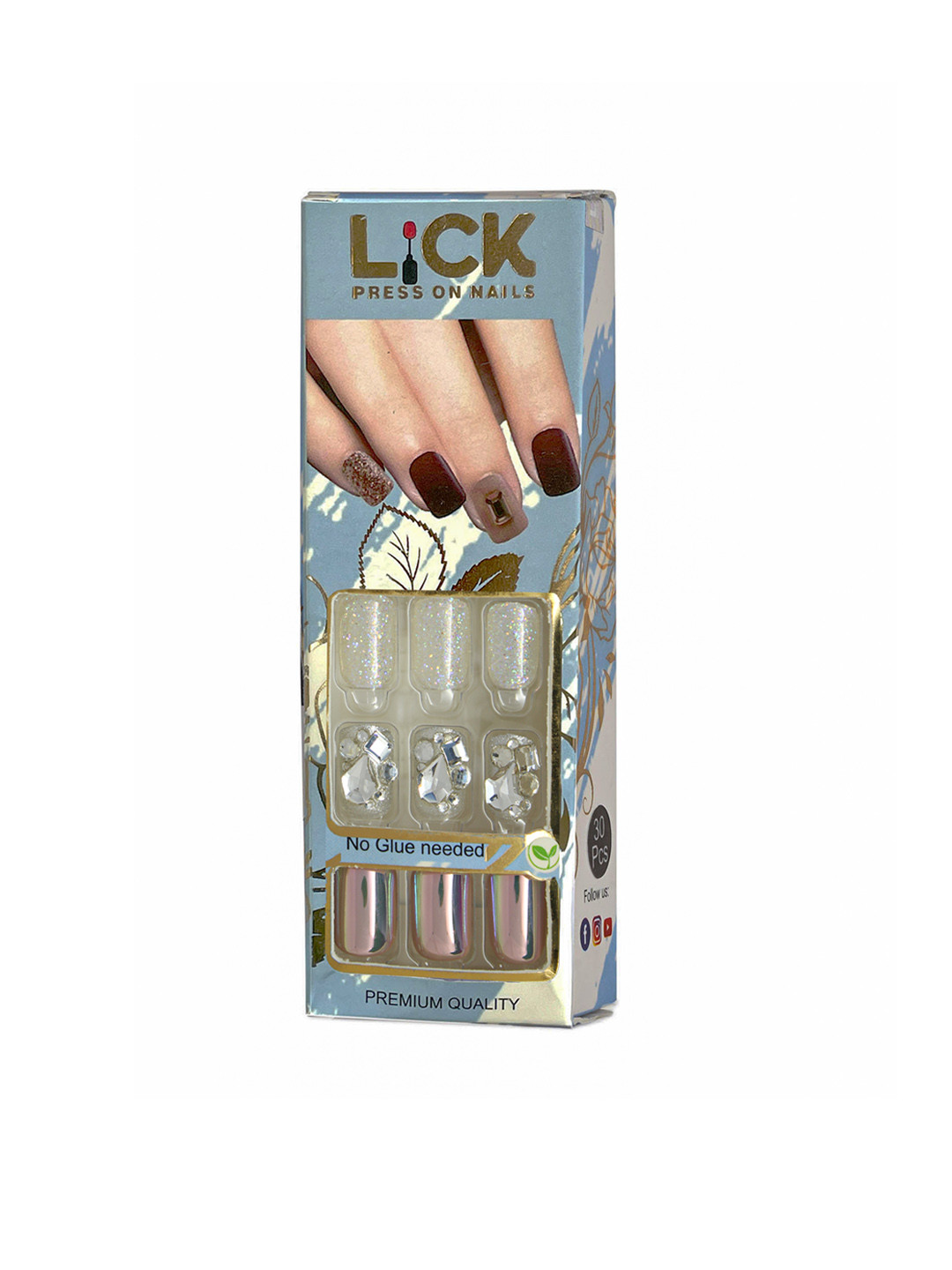 Buy LICK 30 Pcs Artificial Reusable Glossy Finish Premium Press On Nail ...