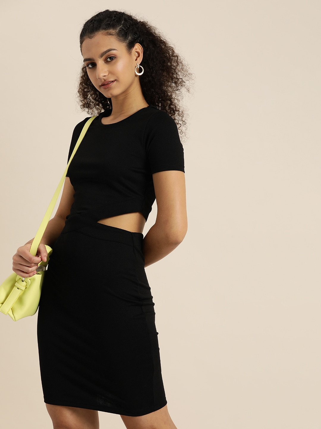 Buy Moda Rapido Black Solid Bodycon Dress With Cut Outs - Dresses for ...