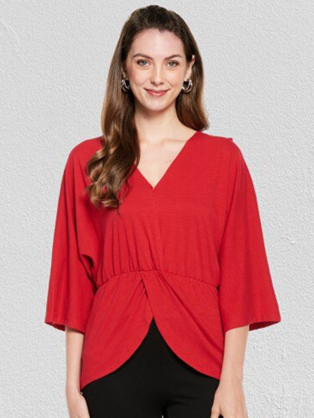 Buy UNMADE Red Solid Pure Cotton A Line Top - Tops for Women 18389028 ...