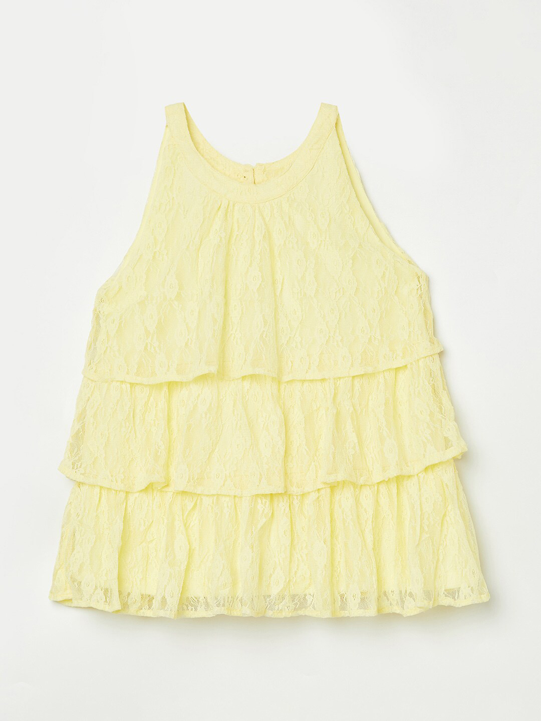 Buy Bossini Girls Yellow Self Design Layered A Line Top - Tops for ...
