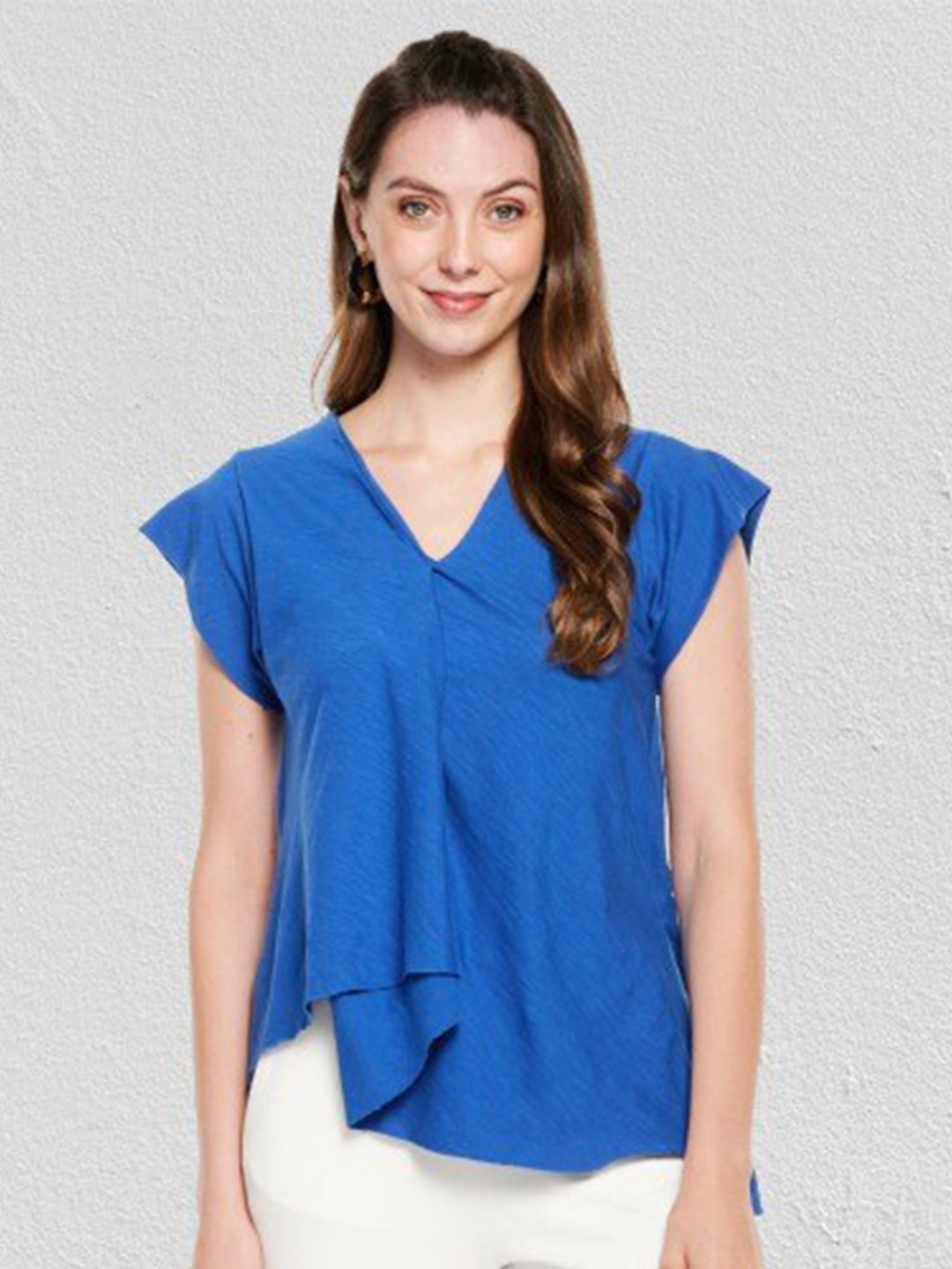 Buy UNMADE Blue High Low Pure Cotton Top - Tops for Women 18390274 | Myntra