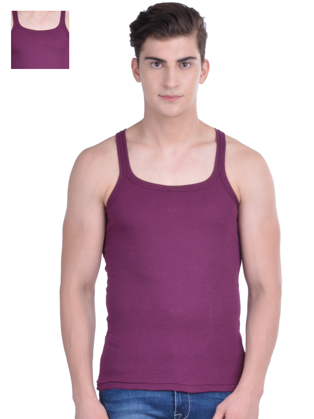 Buy Dollar Bigboss Pack Of 2 Burgundy Innerwear Vests MDBB 01 ...