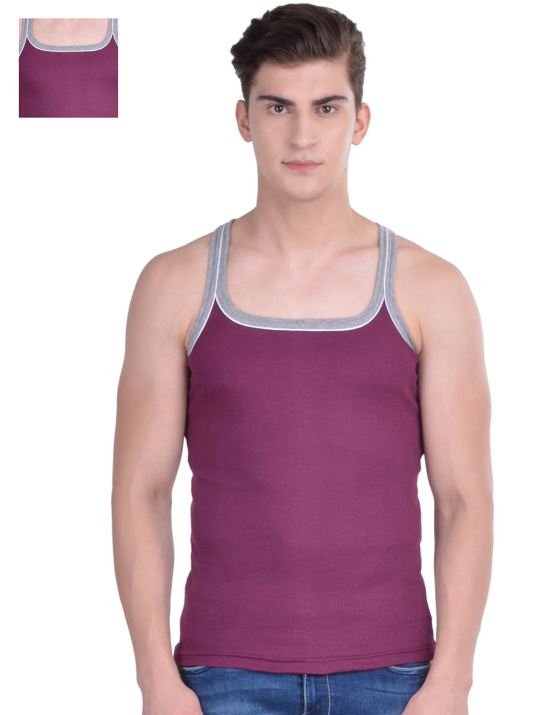 Buy Dollar Bigboss Pack Of 2 Burgundy Innerwear Vests MDBB 02 ...